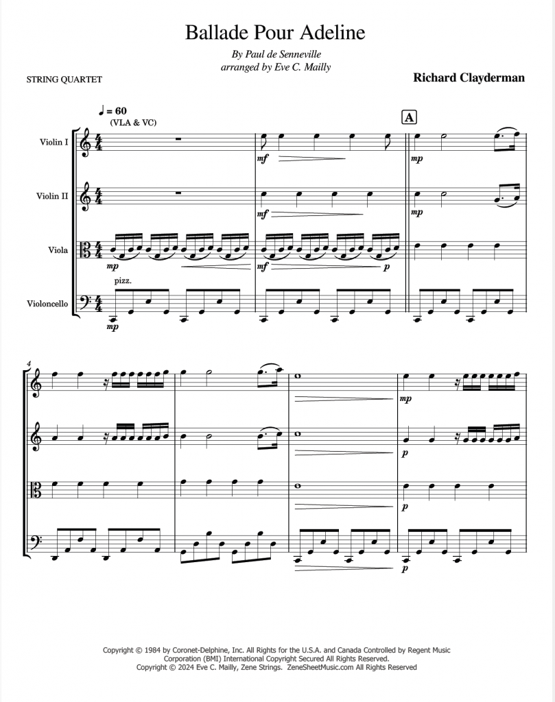 Ballade Pour Adeline – Richard Clayderman – Zene Sheet Music
