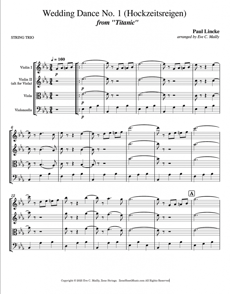 Wedding Dance No. 1 (Titanic) – Paul Linke – Zene Sheet Music